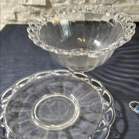 Accents | Elegant Clear Glass Bowl And Plate Set With Cut Outs | Poshmark